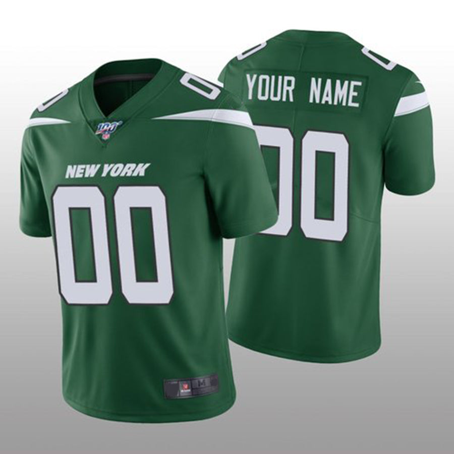 Custom NY.Jets Green Vapor Limited 100th Season Jersey American Stitch ...