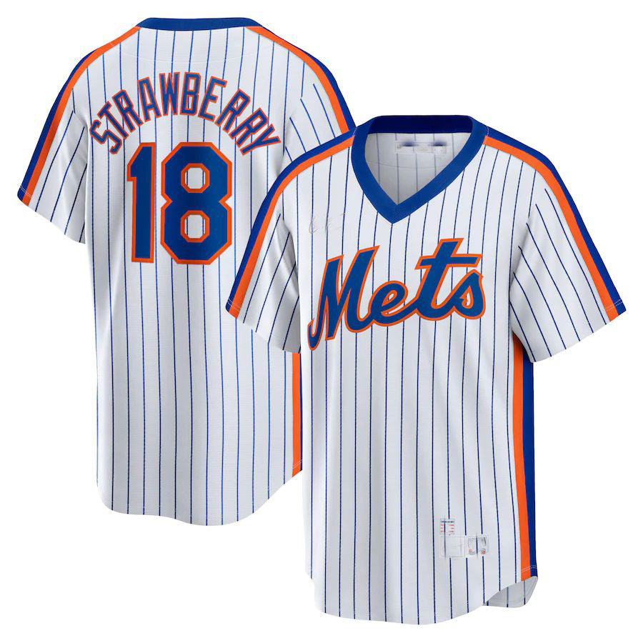 New York Mets #18 Darryl Strawberry White Home Cooperstown Collection – Puhics