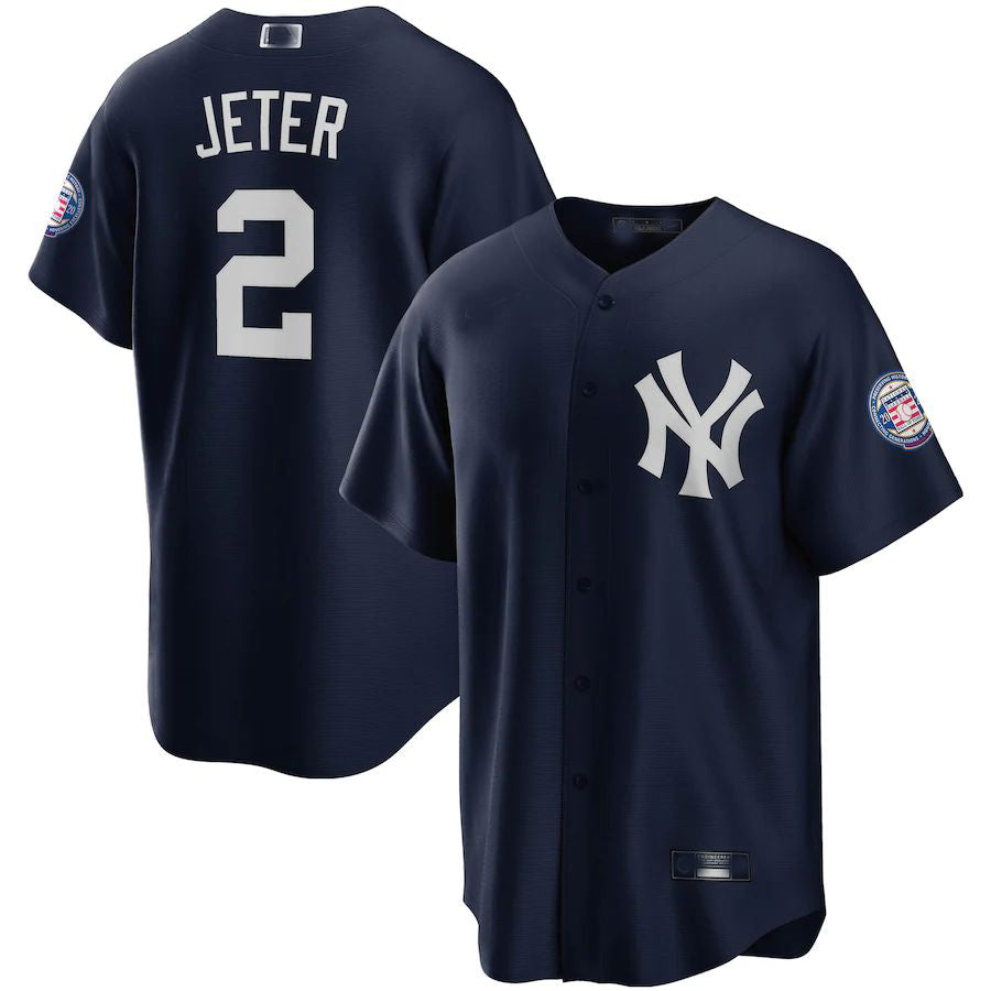 New York Yankees #2 Derek Jeter Navy 2020 Hall of Fame Induction Alter ...