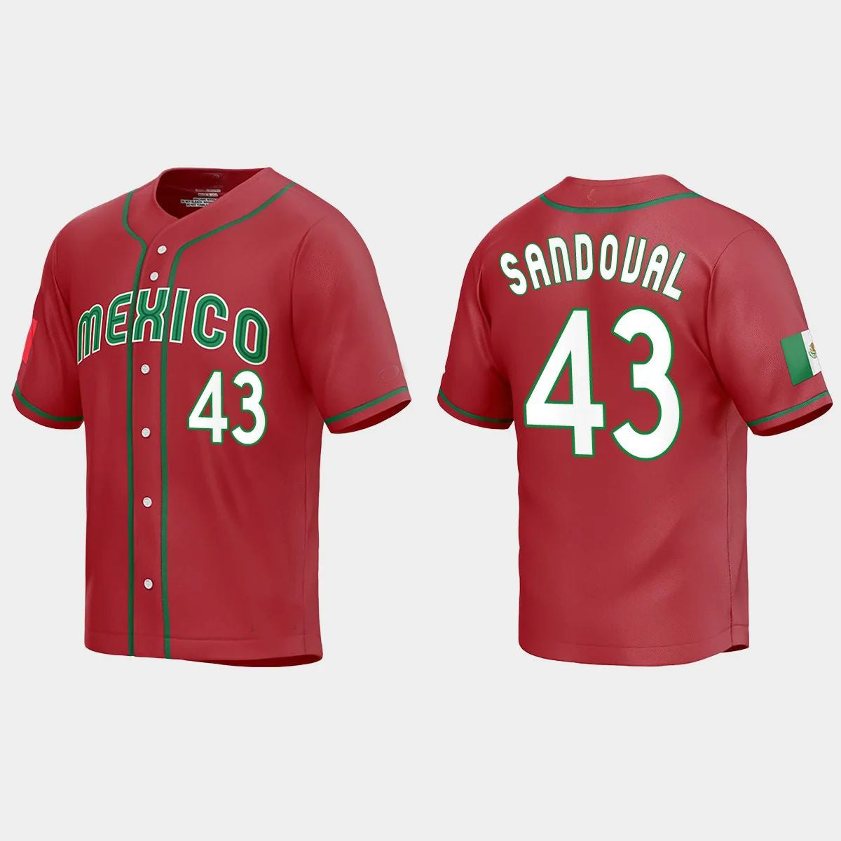 #43 PATRICK SANDOVAL MEXICO BASEBALL 2023 WORLD BASEBALL CLASSIC REPLI ...
