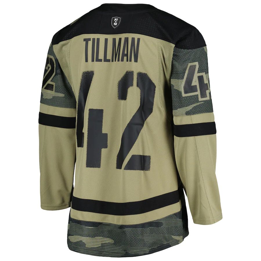 A.State Sun Devils #42 Pat Tillman Camo Hockey Jersey Olive Maroon Sti ...