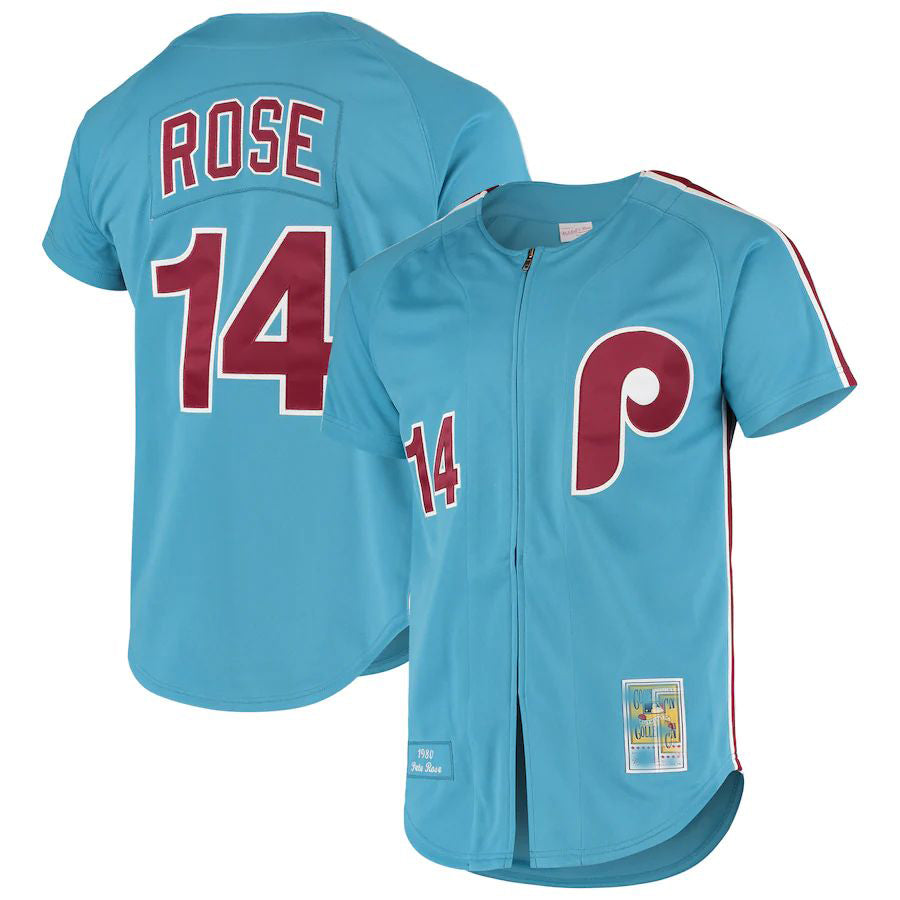 Philadelphia Phillies #14 Pete Rose Mitchell & Ness Light Blue Coopers ...