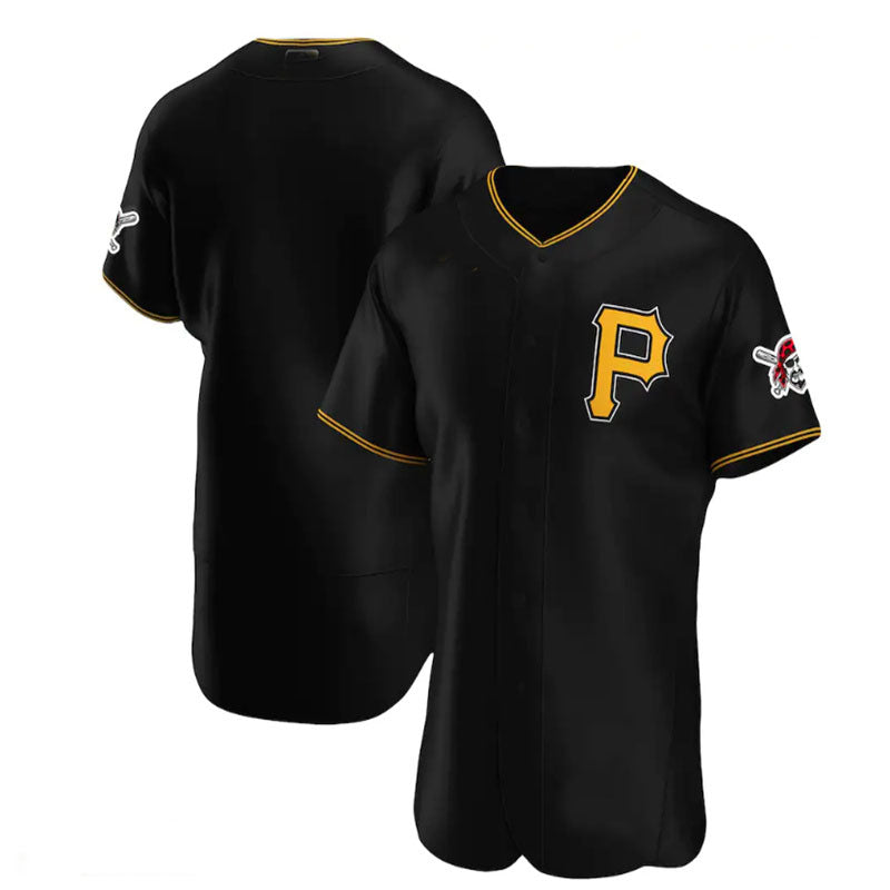 Pittsburgh Pirates Alternate Authentic Team Logo Jersey - Black Baseba ...
