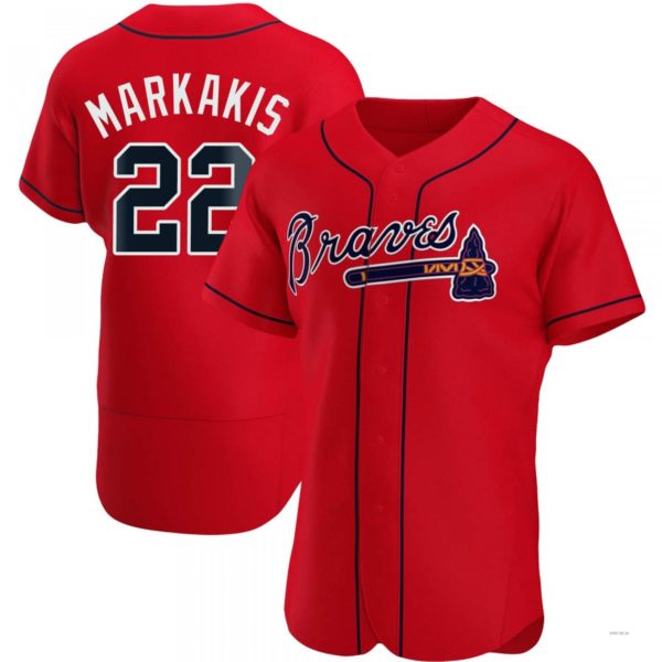 Atlanta Braves #22 Nick Markakis Red Alternate Jersey Stitches Basebal ...