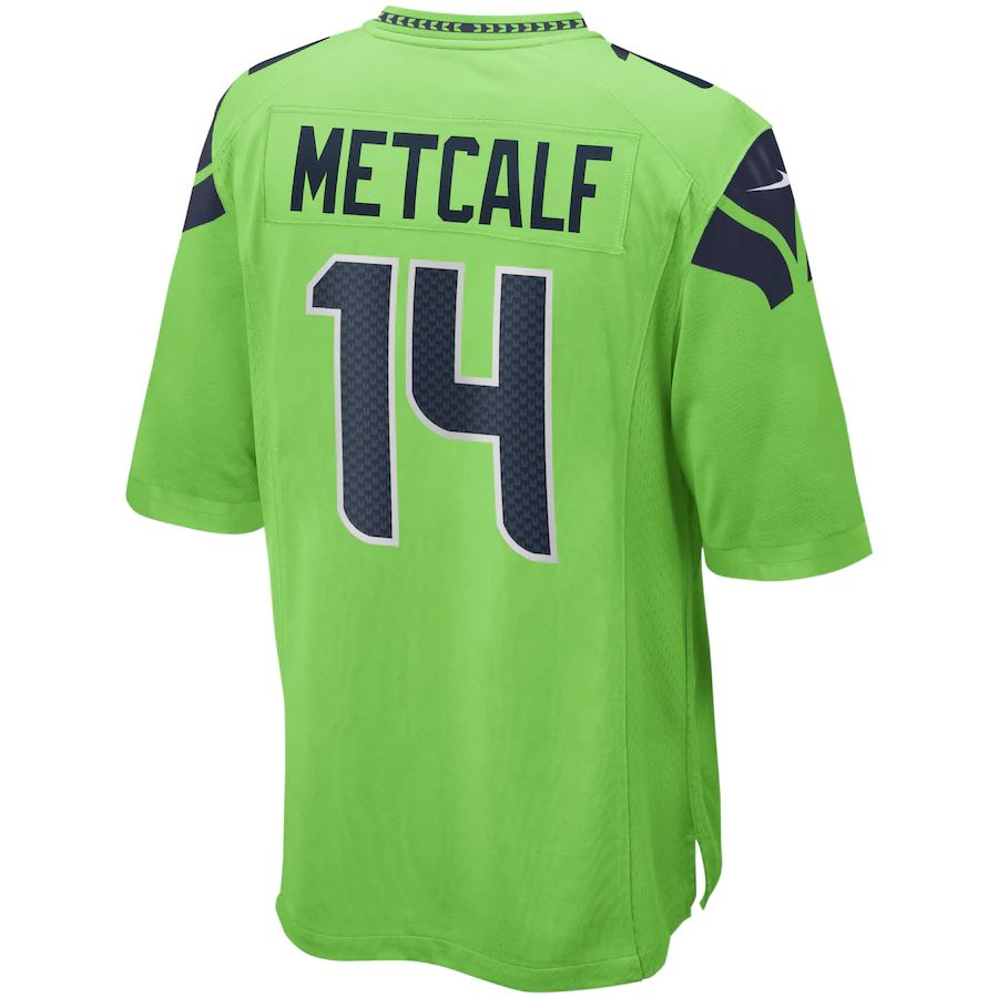 S.Seahawks #14 DK Metcalf Neon Green Game Jersey Stitched American Foo ...
