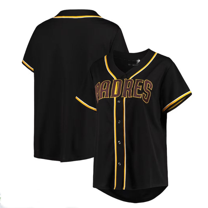 San Diego Padres Plus Size Pop Fashion Button-Up Jersey - Black Brown ...