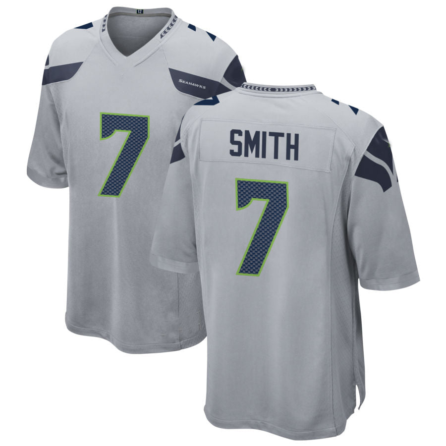 NY.Jets #7 Geno Smith Gray Game Custom Jersey Stitched American Footba ...