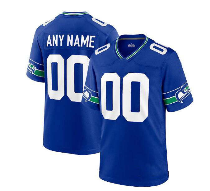 Custom S.Seahawks Throwback Jersey - Royal American Jerseys Stitched F ...