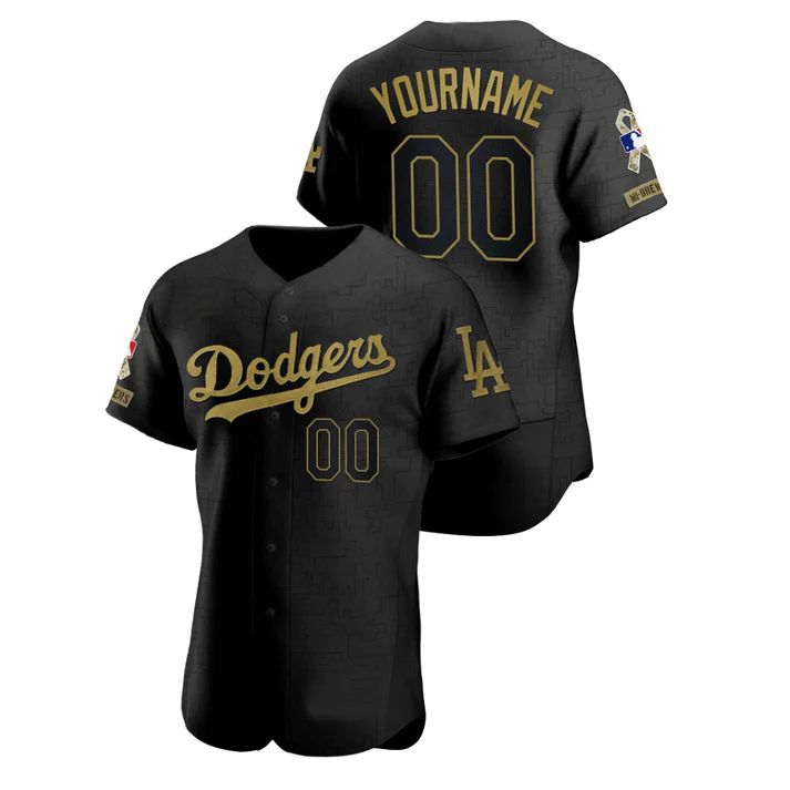 Baseball Jerseys Custom Los Angeles Dodgers Stitched Black Salute To S ...