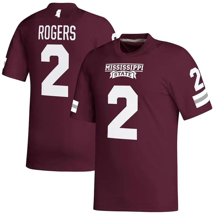 M.State Bulldogs #2 Will Rogers NIL Replica Maroon Football Jersey Sti ...